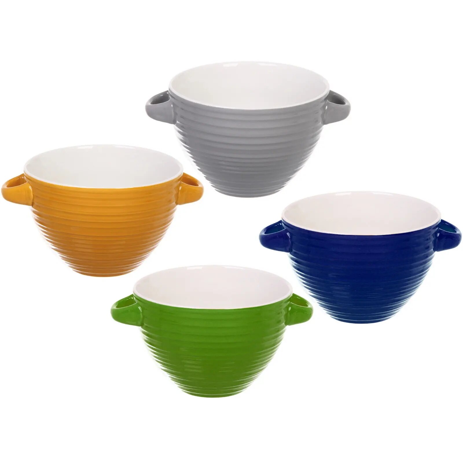 Бульонница керамическая 'Полоски' 750мл, разноцветный принт, удобные ручки