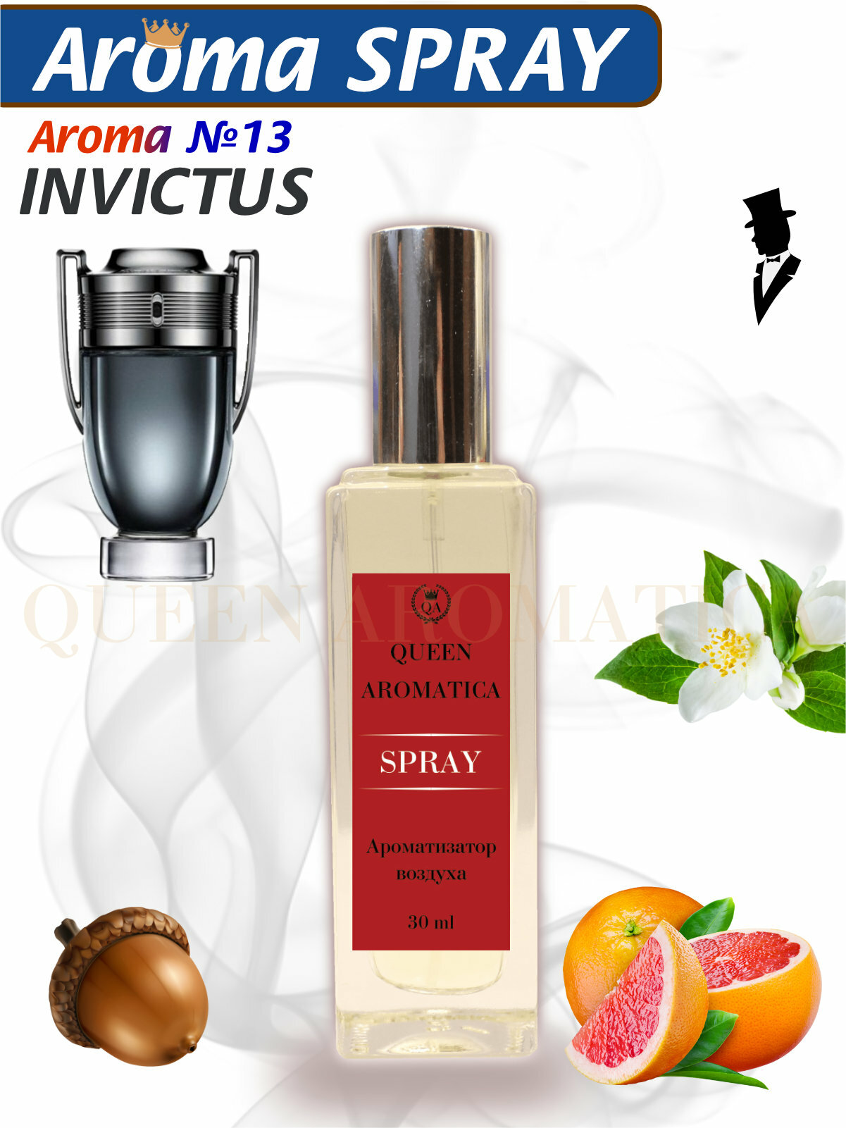 Ароматизатор в машину Queen Aromatica - Spray - Invictus (Универсальный ароматизатор спрей)