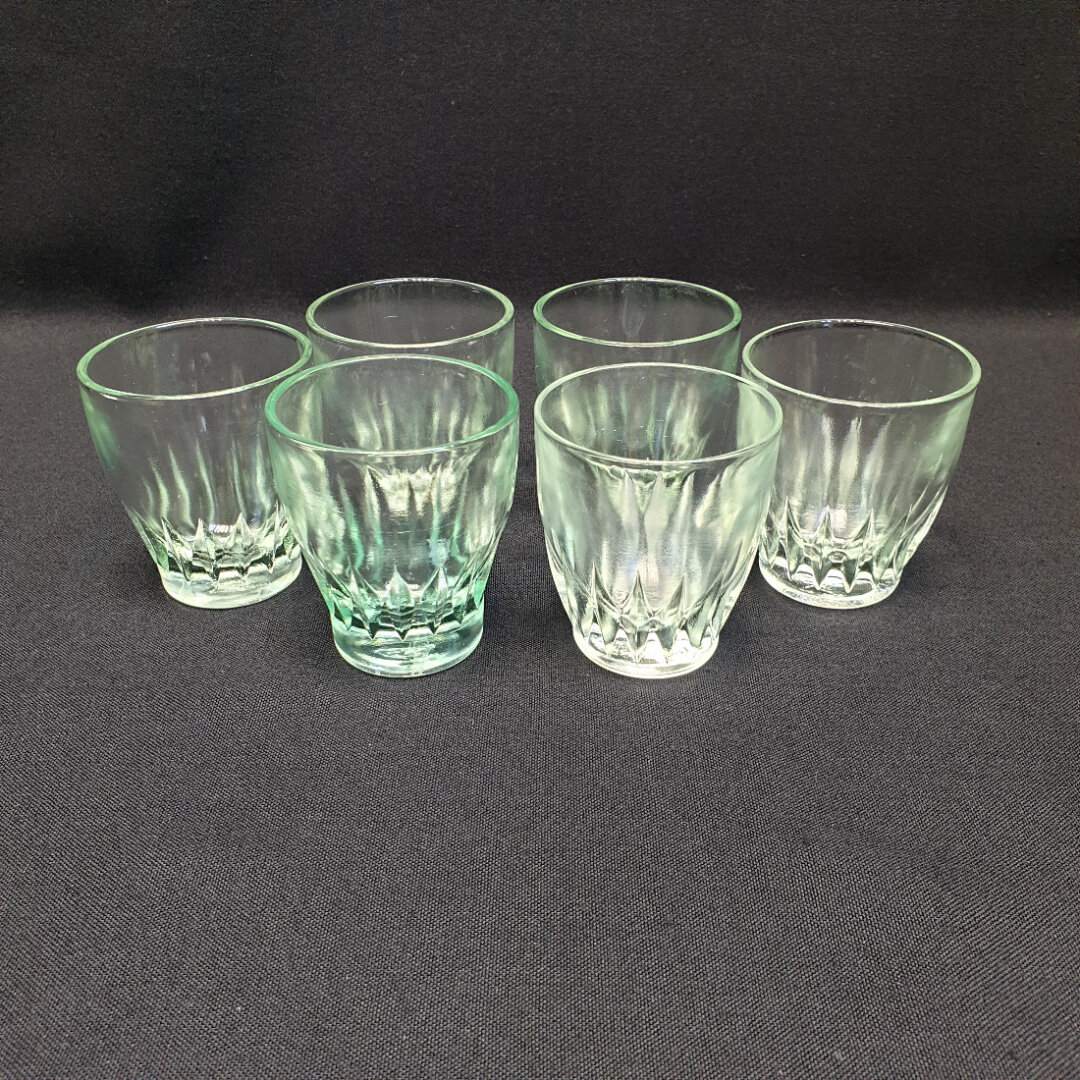 Набор из 6 стопок, стекло (отличие по оттенку), h 7 см, V 60 мл, винтаж, СССР