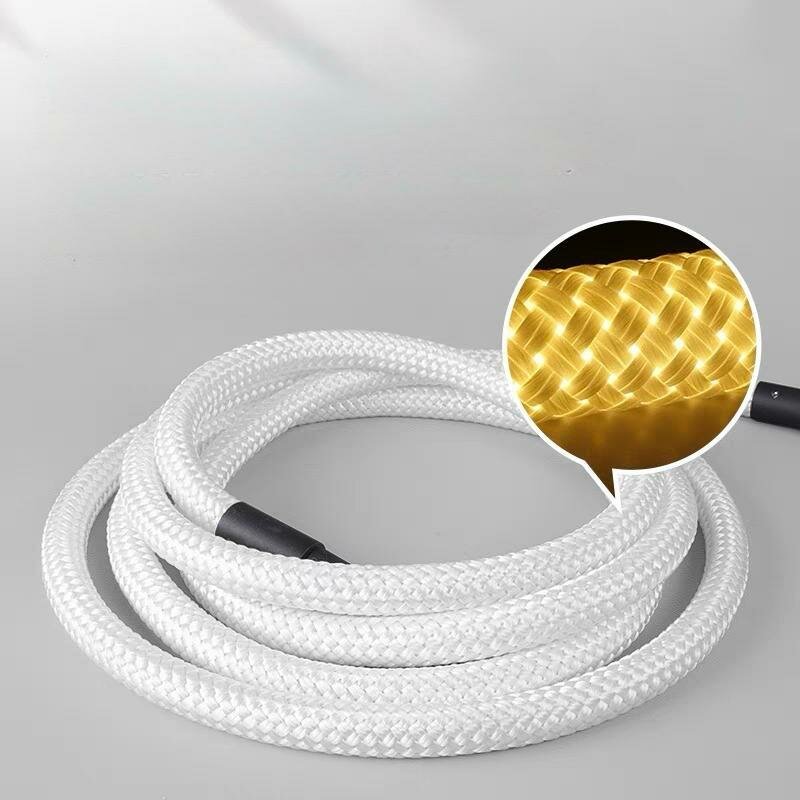 Комплект трековый светильник LED 2м с тканевой оплёткой и подвесным тросом, 32Вт, однофазный шинопровод, тёплый свет 3000К