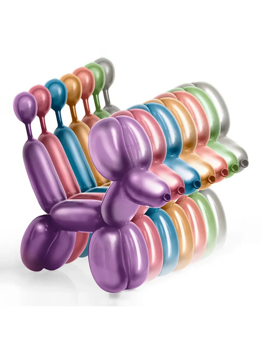 ШДМ Ассорти, Зеркальные шары, латексный шар, 5x150 см, 50 шт