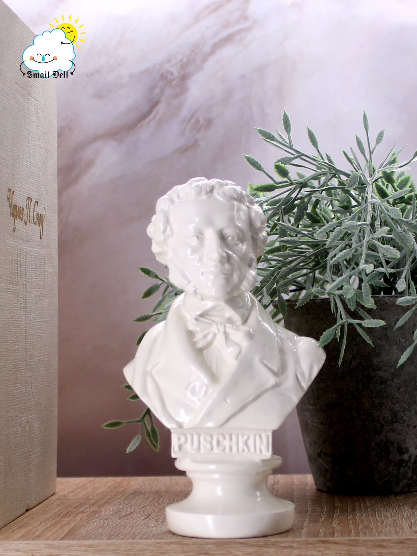 Статуэтка бюст А. С. Пушкин № 3 , 13 см , гипс , цвет белый глянец