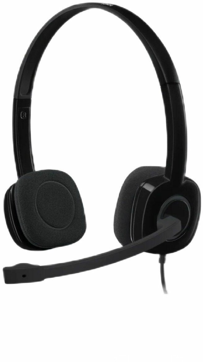Гарнитура проводная Logitech H151, накладные, Stereo, черный (981-000589)