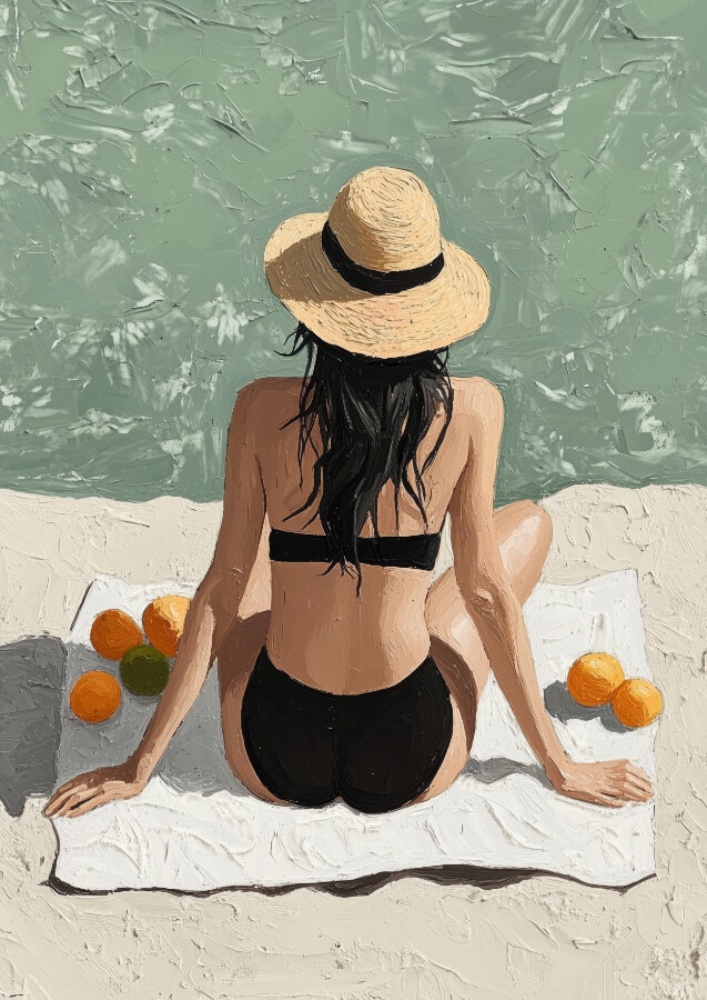 Постер интерьерный DARI DARI «Девушка на пляже», А2