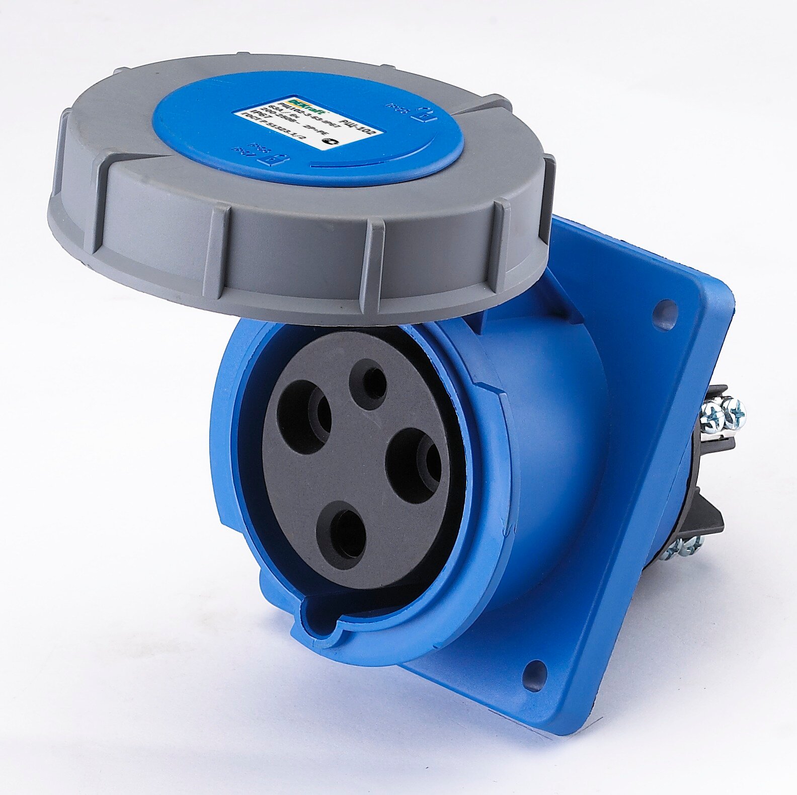 Розетка щитовая для скрытой проводки 433 2Р+РЕ 63А 220В IP67 РЩ102-3-63 DEKraft 26056DEK