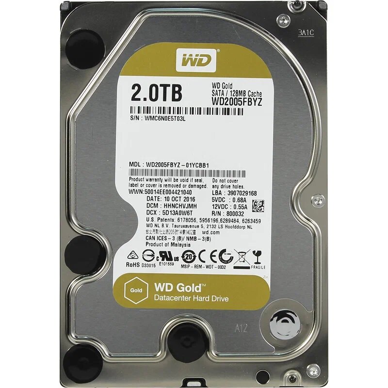 HDD диск SATA Western Digital Gold 2tb / 7200rpm, 128mb WD2005FBYZ