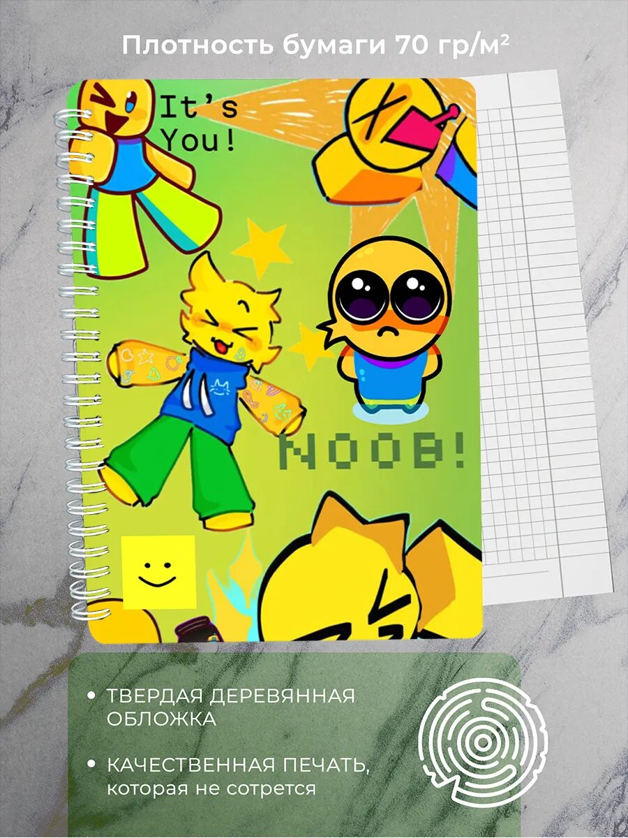 Блокнот деревянный Wood-Book с принтом Роблокс Roblox — фото 1