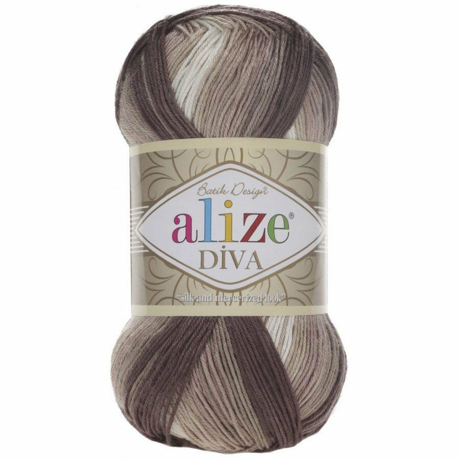Пряжа Alize DIVA BATIK 1815 беж/белый (5 мотков)