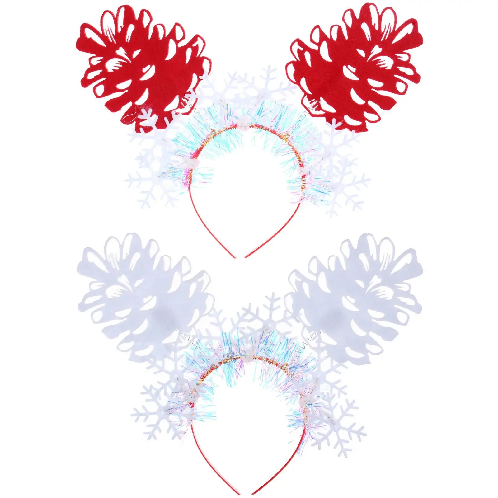 Ободок карнавальный «Шишки», красный и белый, 1 шт, для новогодних праздников
