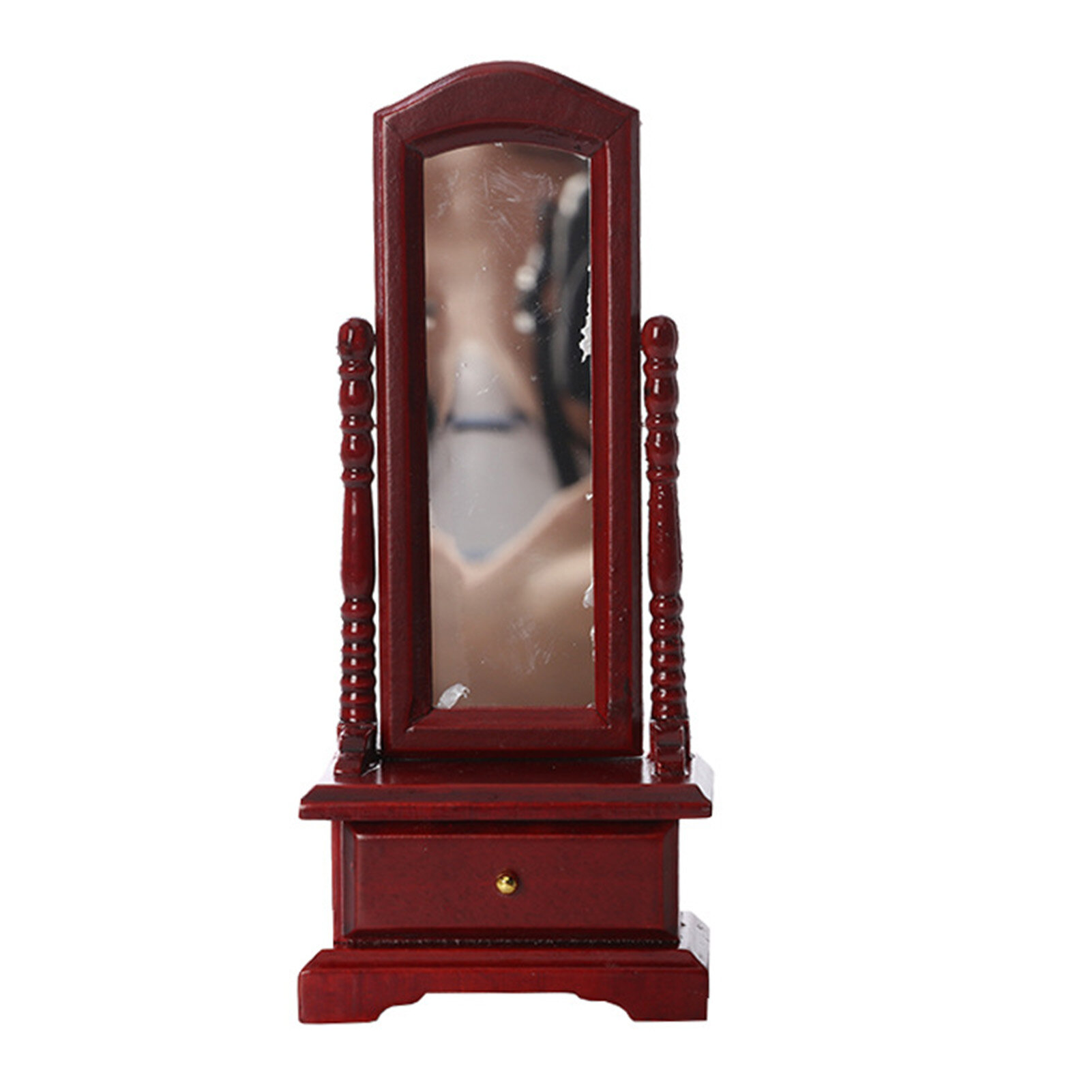 1/12 Мини Кукольный Домик Полноразмерное Зеркало Для Комнаты Гардероба Безделушка С Ящиком Для Детей
