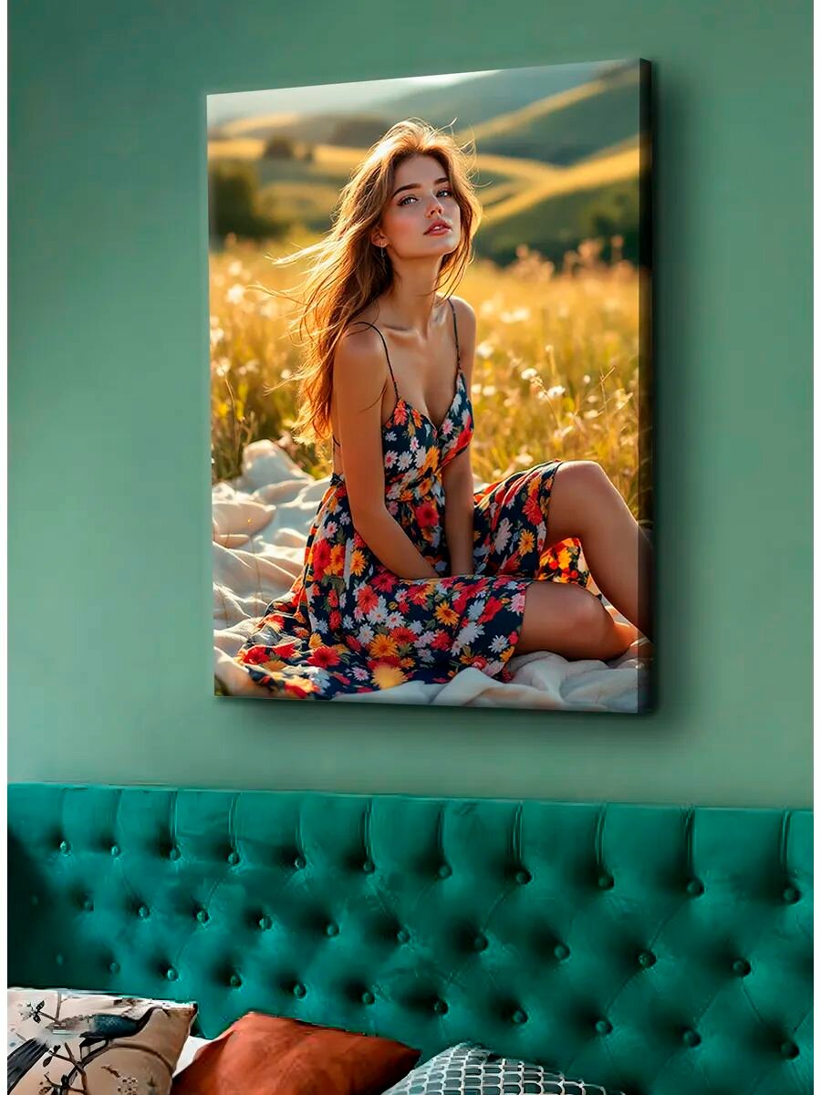 Картина "Девушка в поле", галерейная 30х40см 1шт.