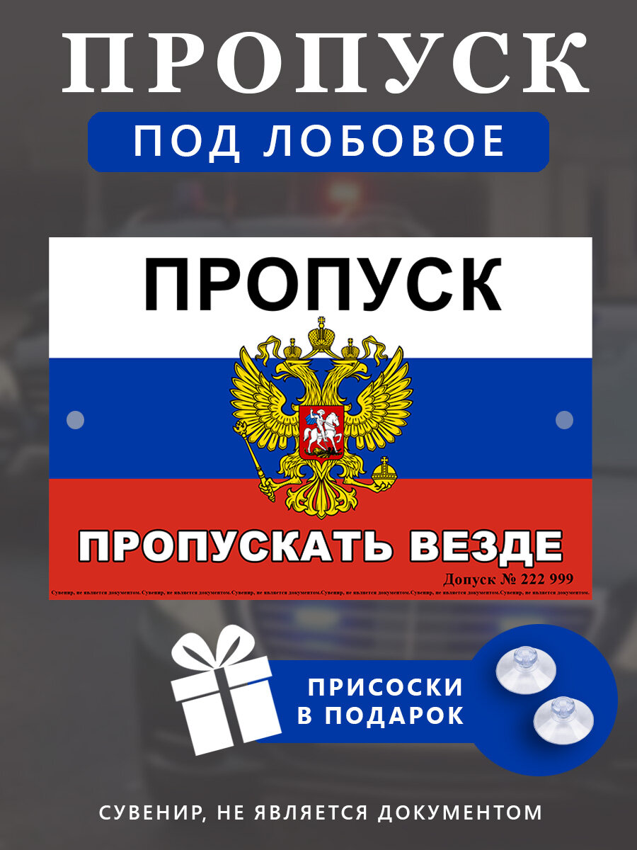 Сувенирный пропуск на авто, автовизитка под лобовое стекло