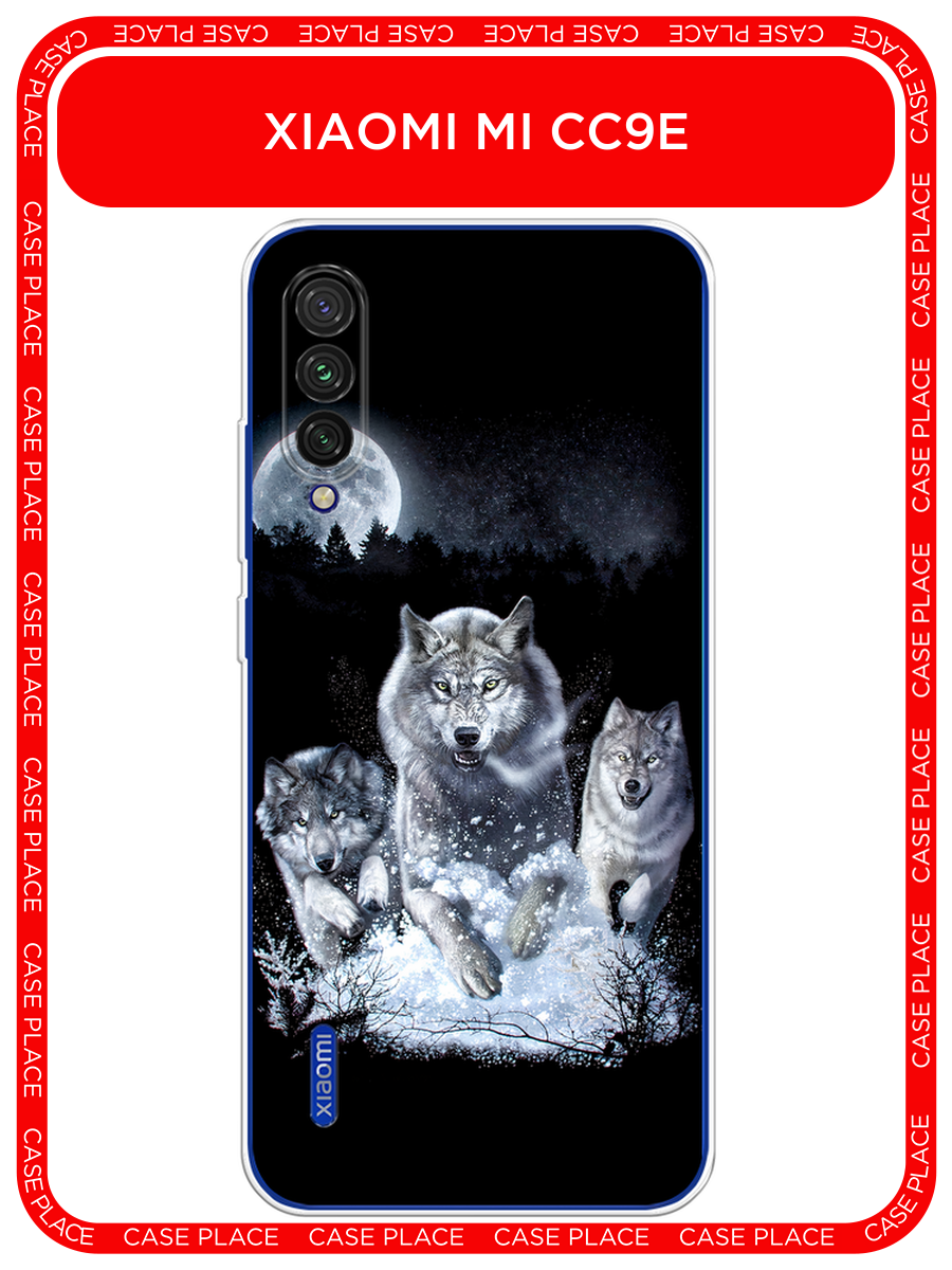 Чехол на Xiaomi Mi CC9E/Mi A3 / Сяоми Mi CC9E/Mi A3 с принтом Стая волков под луной