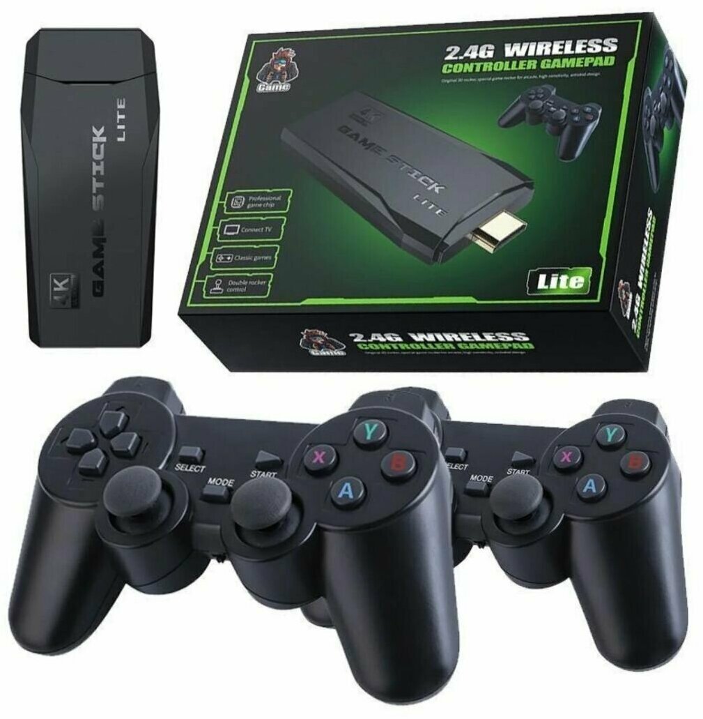 Портативная игровая консоль 2.4G Wireless Controllers Gamepad 64ГБ приставка 4K HD 2,4G 10000 игр 64 ГБ