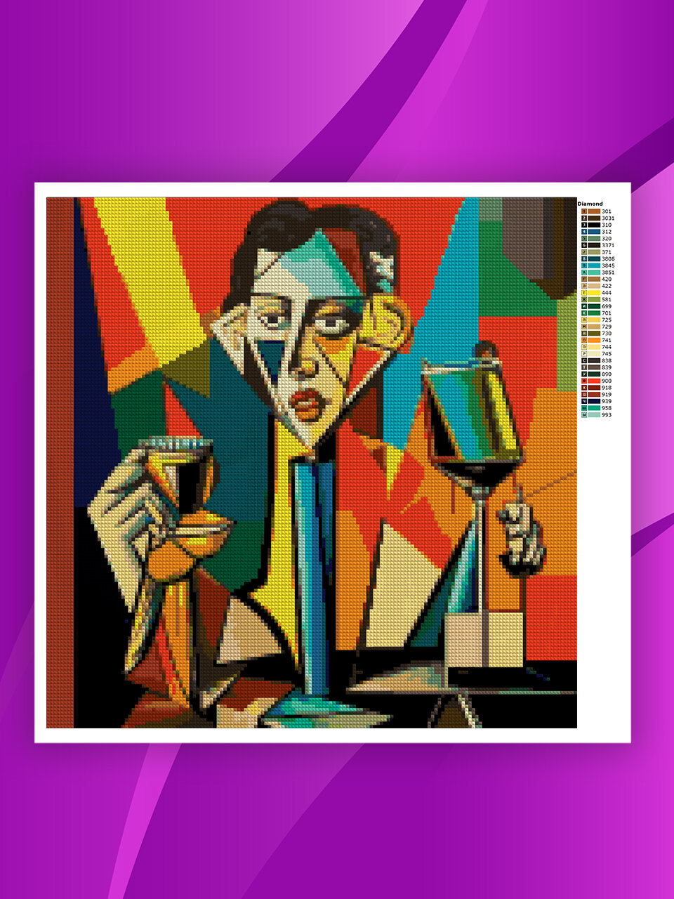 Алмазная мозаика без подрамника - вышивка - Абстракция 40 х 40 см