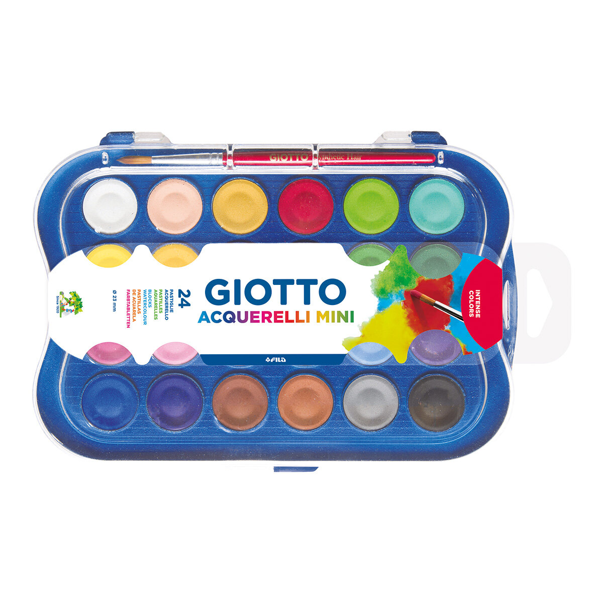 Giotto Акварель высокопигментированная в таблетках d=23 мм с кистью 24 цвета F352600-EK11