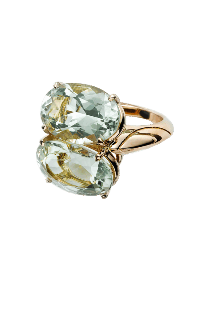 Кольцо, комбинированное золото, 750 проба, аметист