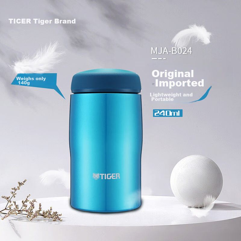 TIGER Stainless Steel Insulated Mug, Original Import, Water Bottle for Men And Women, MJA-B024, Water Blue, 240ML