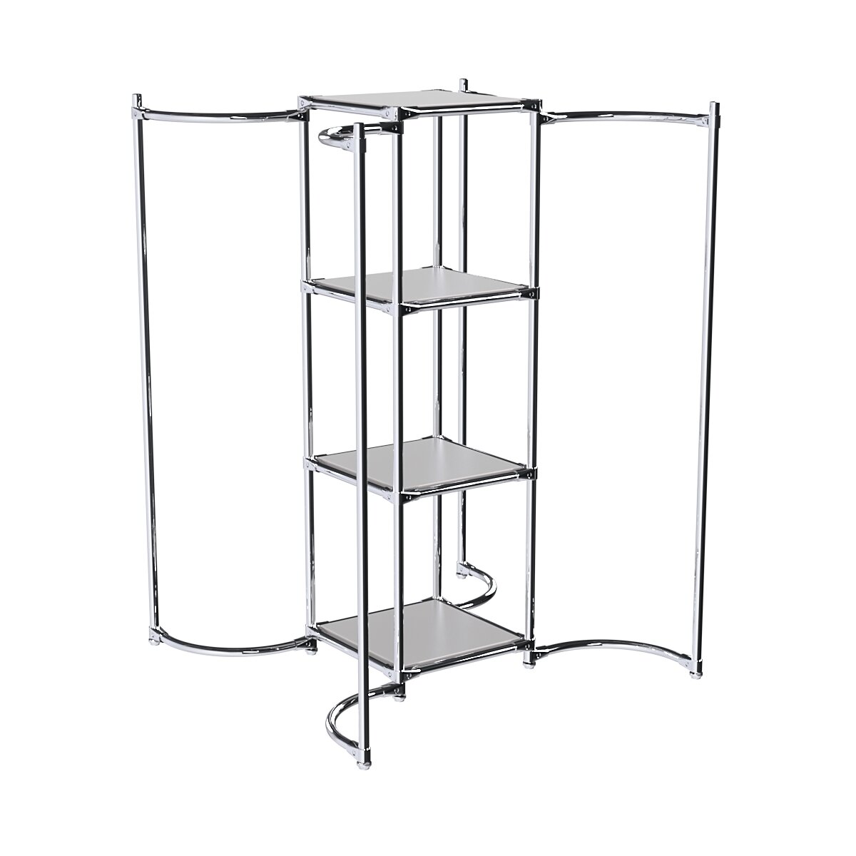 Хромированное вешало волна №4-3 с полками ДСП 16мм, Серый. Производство товара - компания ТОБ.