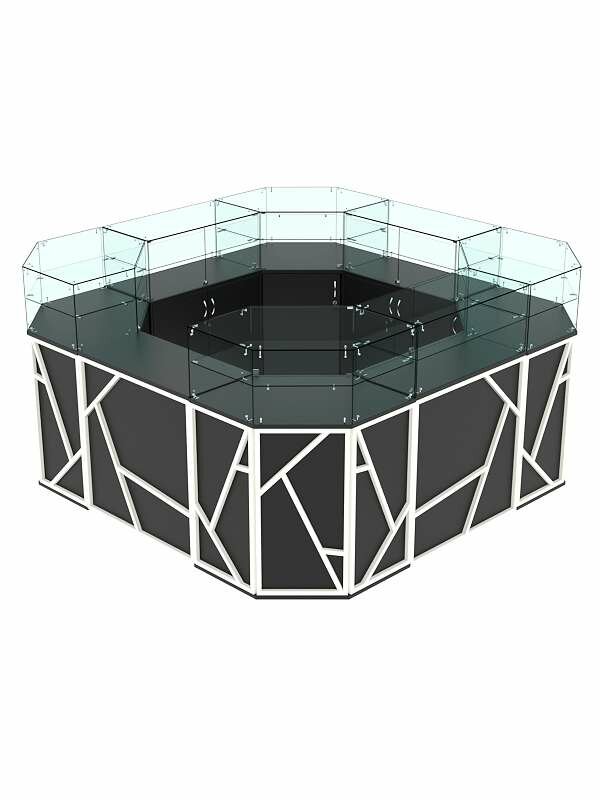 Торговый квадратный островок серии лофт - альфа (чёрный + белый) №5, Черный