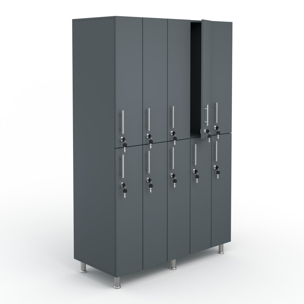 Шкаф для раздевалок 5-секционный 10ти-местный, Темно-Серый. Производитель товара - компания Westcom.