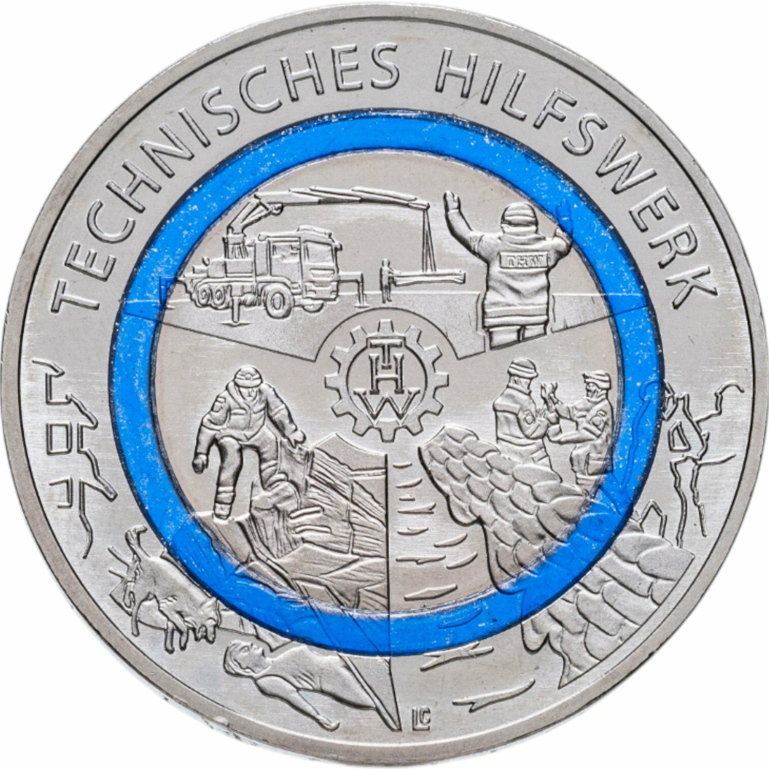 Германия 10 евро 2025 "На службе общества - Служба технической поддержки", знак монетного двора "G" - Карлсруэ, Три-металл: центр - Медно-никелевый сплав