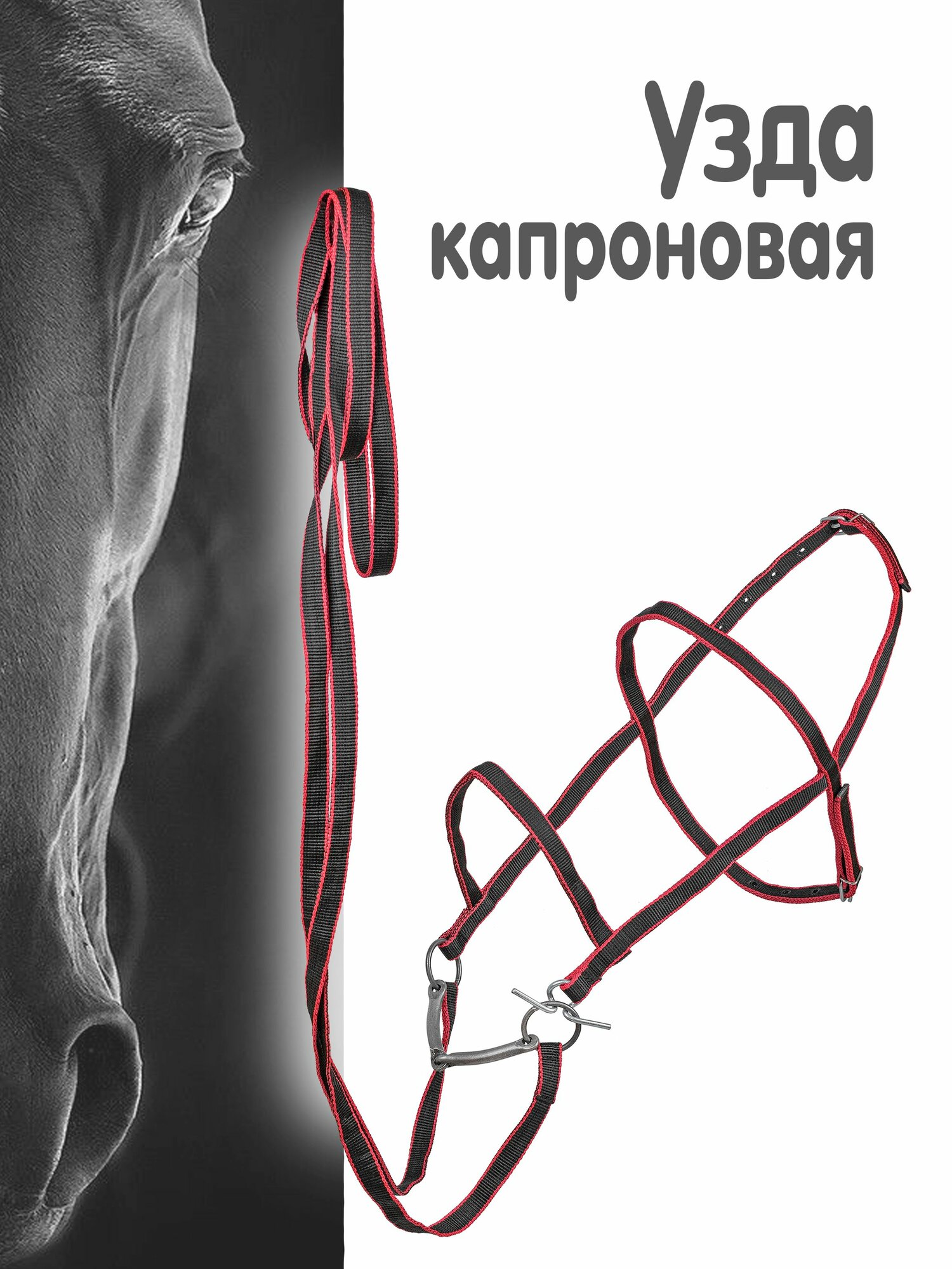 Узда для лошади / капроновая двойная 20 мм / REITER