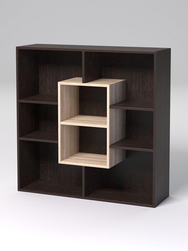 Антресоль "домашняя" для книг №2А с 8-ю ячейками (задняя стенка - ДВП), Дуб Венге и Дуб Сонома
