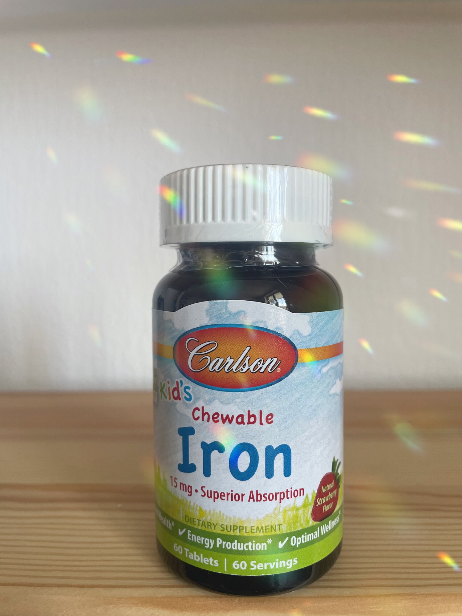 Жевательные таблетки Carlson Labs "Клубника", с железом для детей, БАД, 60 штук