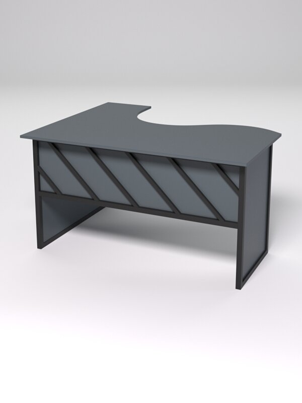 Стол эргономичный офисный СЭ-14 (правосторонний) "стронг" в стиле лофт декор №2, Темно-серый