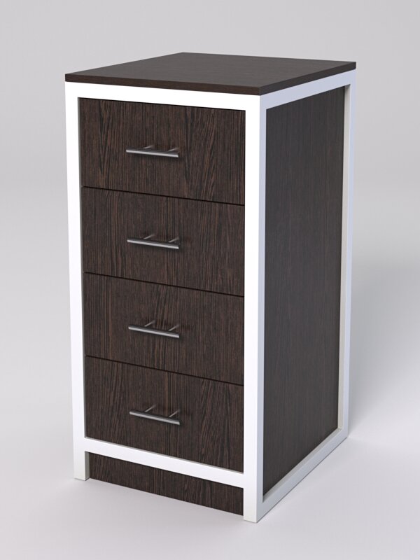 Тумба для офисной техники №1 "стронг" в стиле лофт, Дуб Венге + металлический каркас Белый