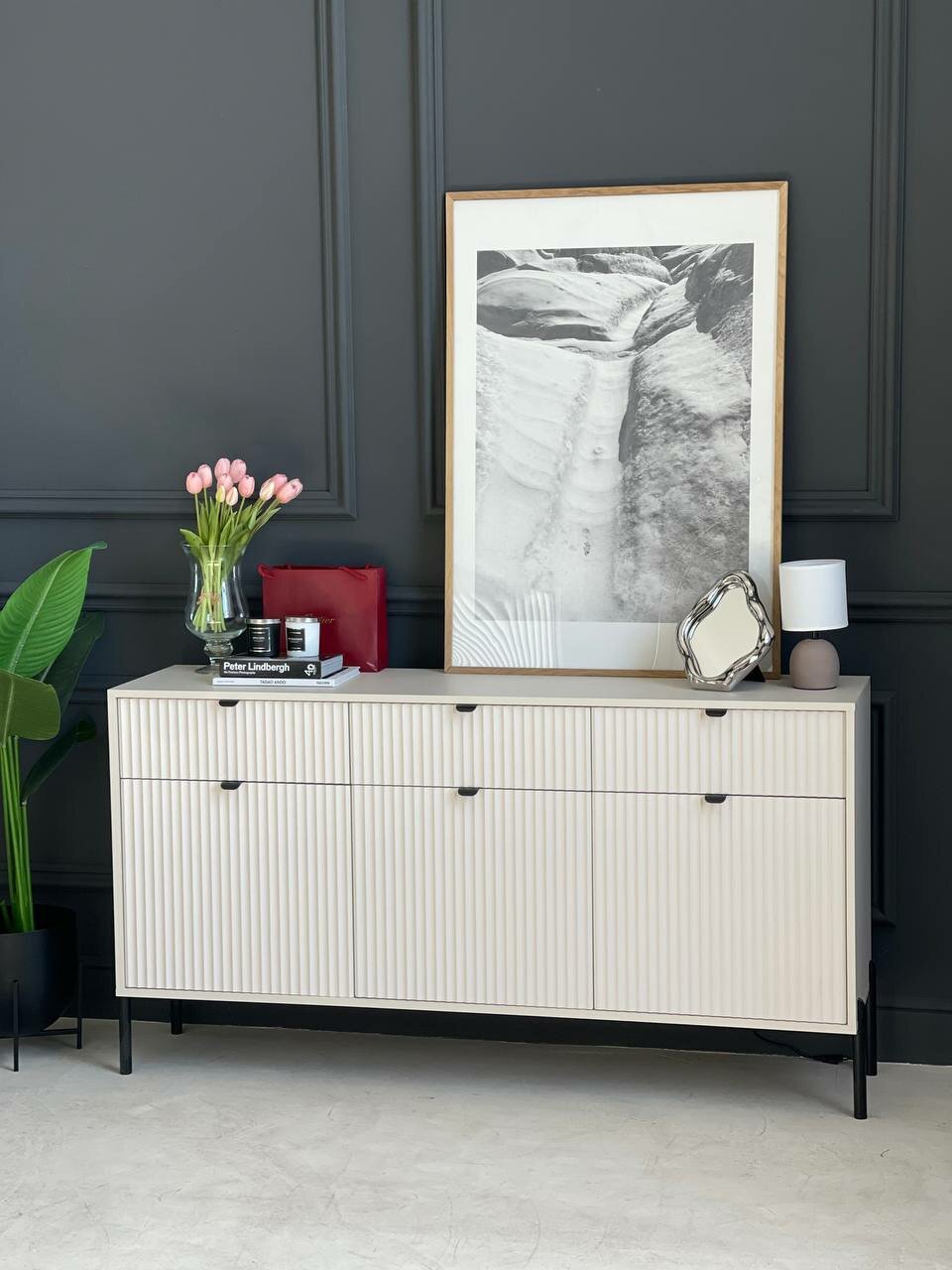 Mebelroom.shop тумба трехдверная, комод шампань 154х83х39 см