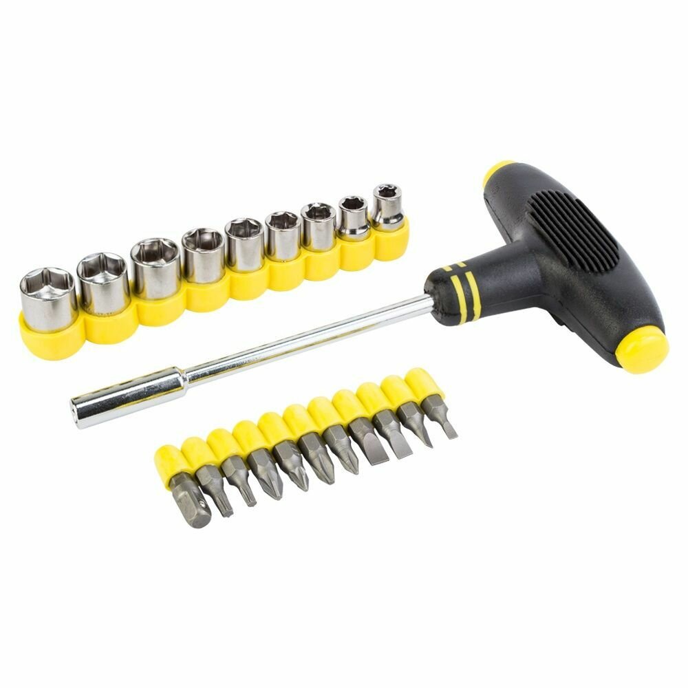 Отвертка с набором бит и торцевых головок, с T-образной ручкой CrV SIGMA