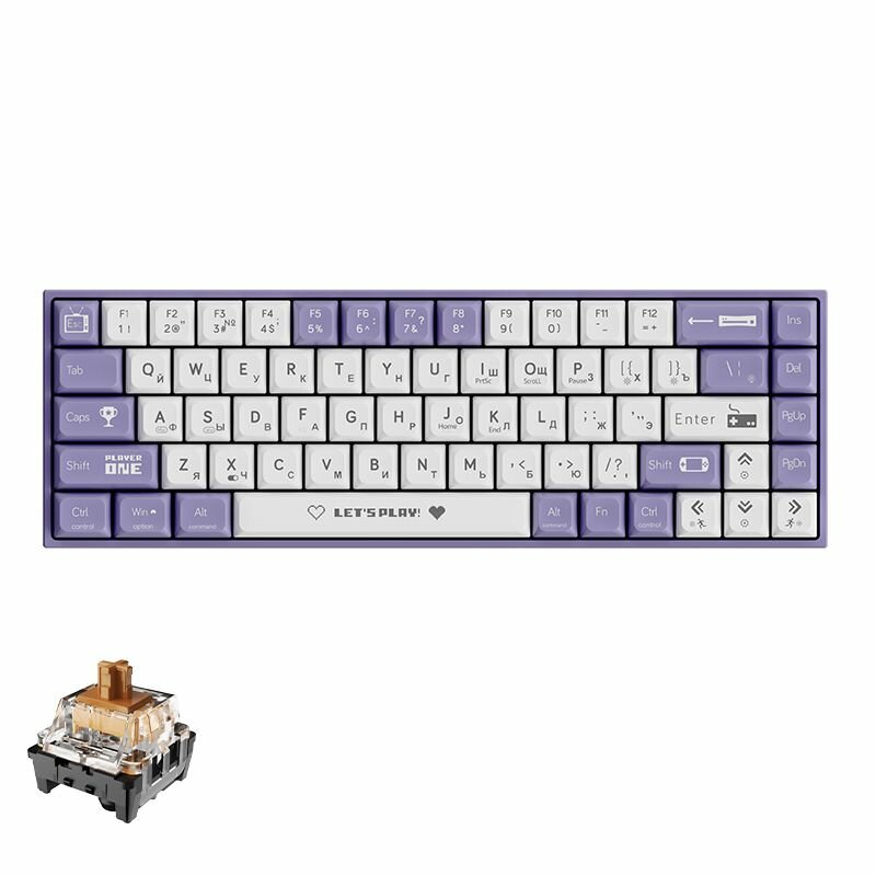 AK680 Русская версия проводная игровая механическая клавиатура, радужная подсветка, возможность горячей замены