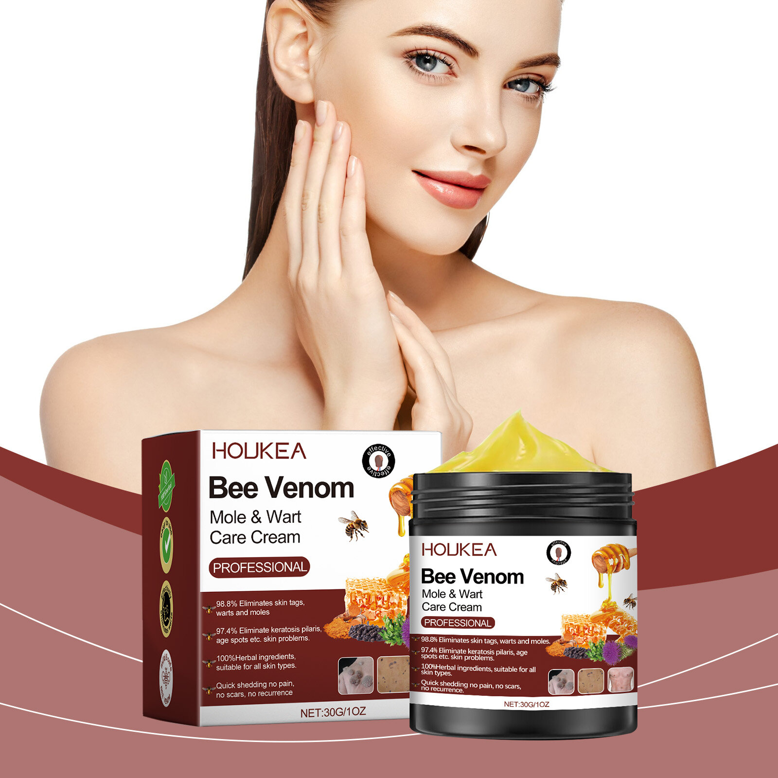 Крем С Пчелиным Ядом Houkea Нежный Очищающий Увлажняющий Восстанавливающий Гладкую Кожу Крем По Уходу За Кожей