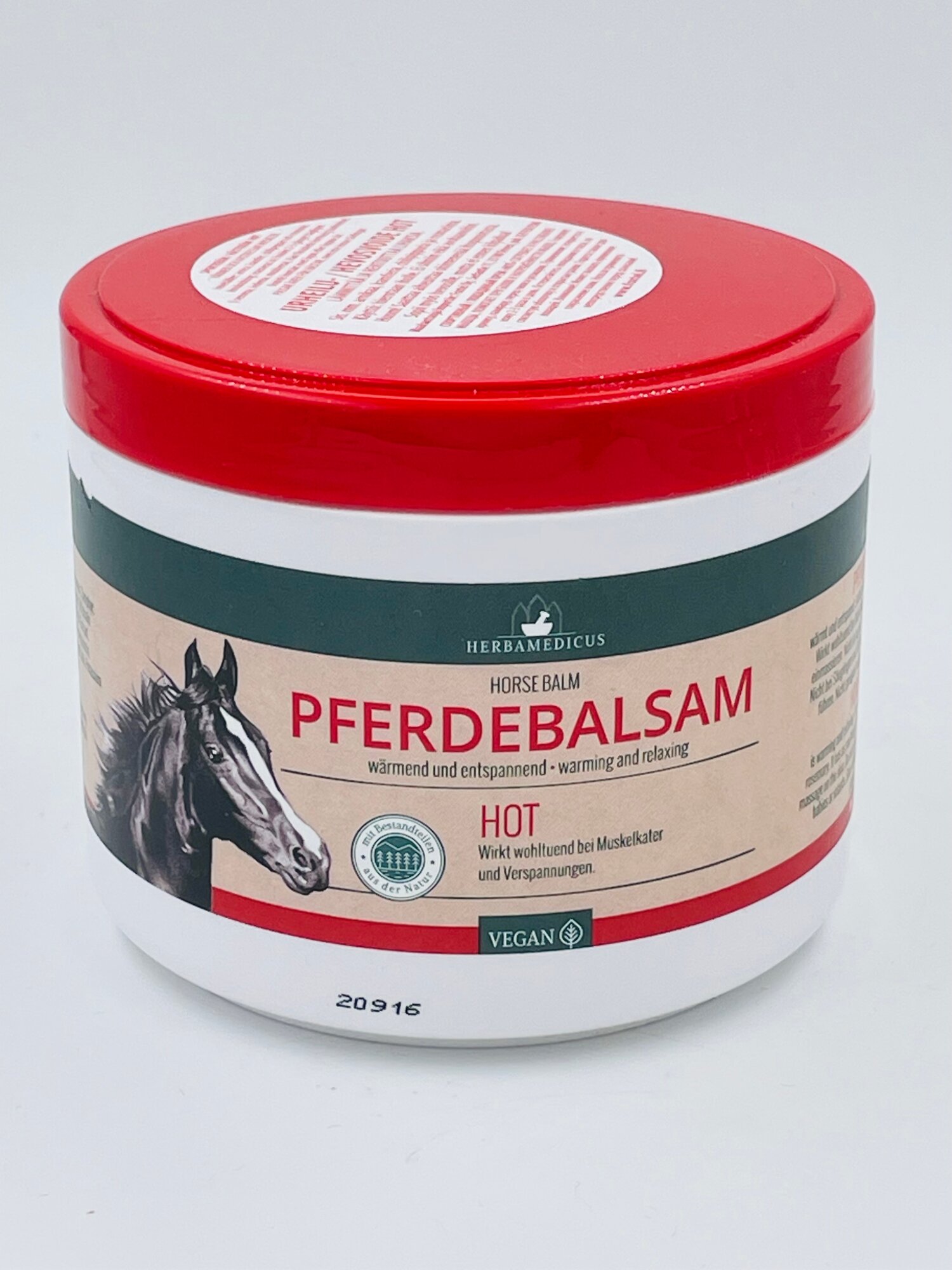 Бальзам Herbamedicus разогревающий Лошадиный, с арникой, камфорой, розмарином и перцем Чили, 500 мл (Германия)