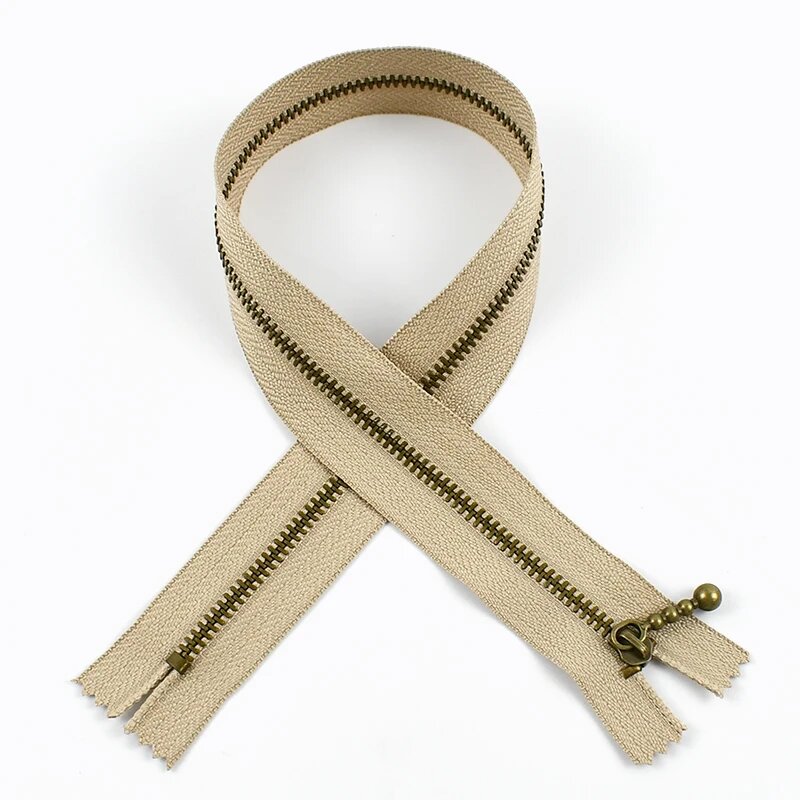 Металлические молнии Meetee 15/20/30/40 см 3#, набор из 10 штук khaki, 20cm