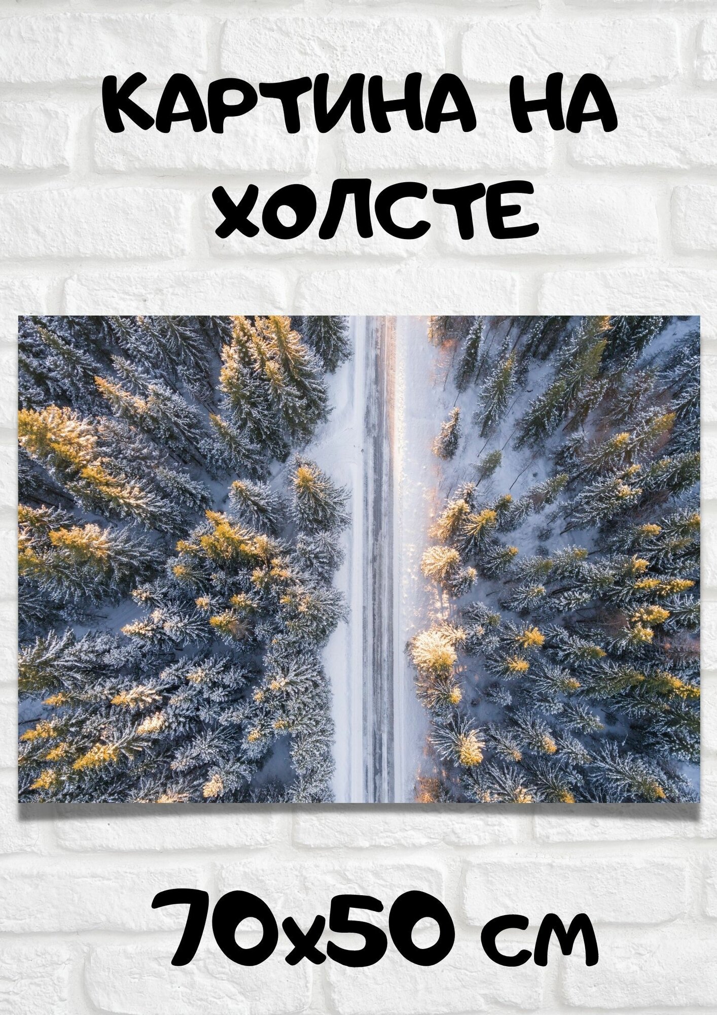 Картина снежная дорога / Фотокартина с заснеженной дорогой