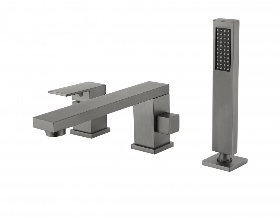 Смеситель для ванны Grocenberg GB6008, на борт, графитовый, рычажный, аэратор