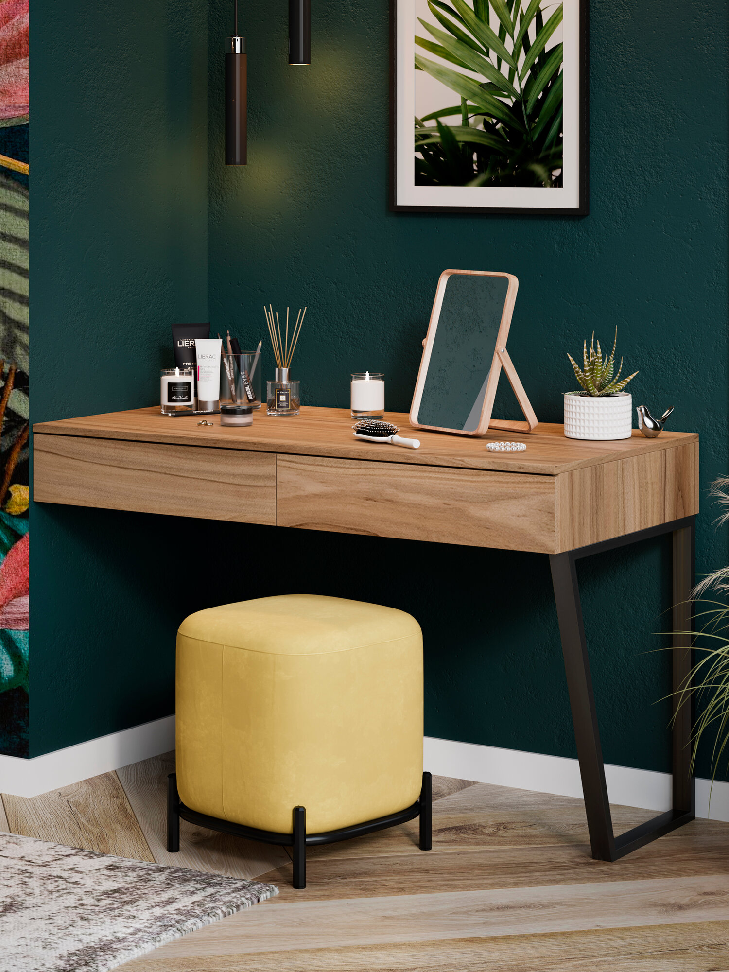 Стол письменный ТриЯ Порто, с ящиками, ЛДСП, цвет Графит/Яблоня Белуно, 58см x 120см