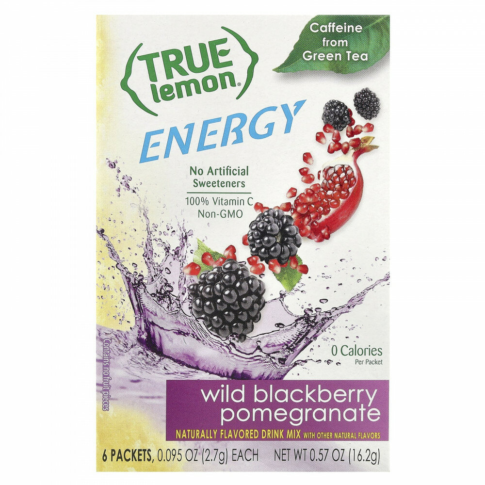 True Citrus, True Lemon, энергетический напиток, дикая ежевика и гранат, 6 пакетиков, 16,2 г