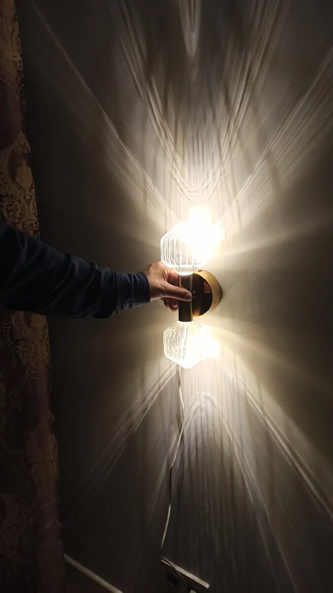 Бра настенный светильник стекло LED 2*6 Вт Cipher I для столовой, кухни , гостиной, спальни с двумя плафонами Blesslight