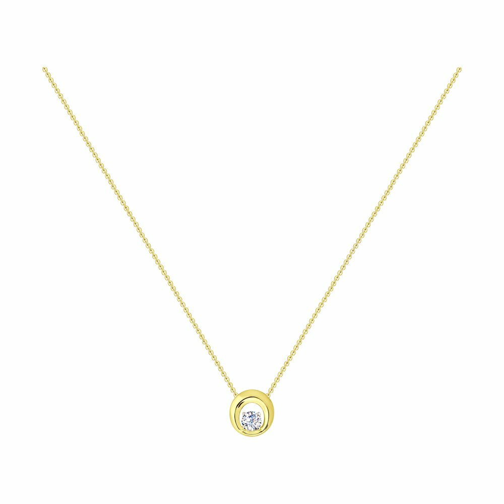 Колье, желтое золото, 585 проба, фианит