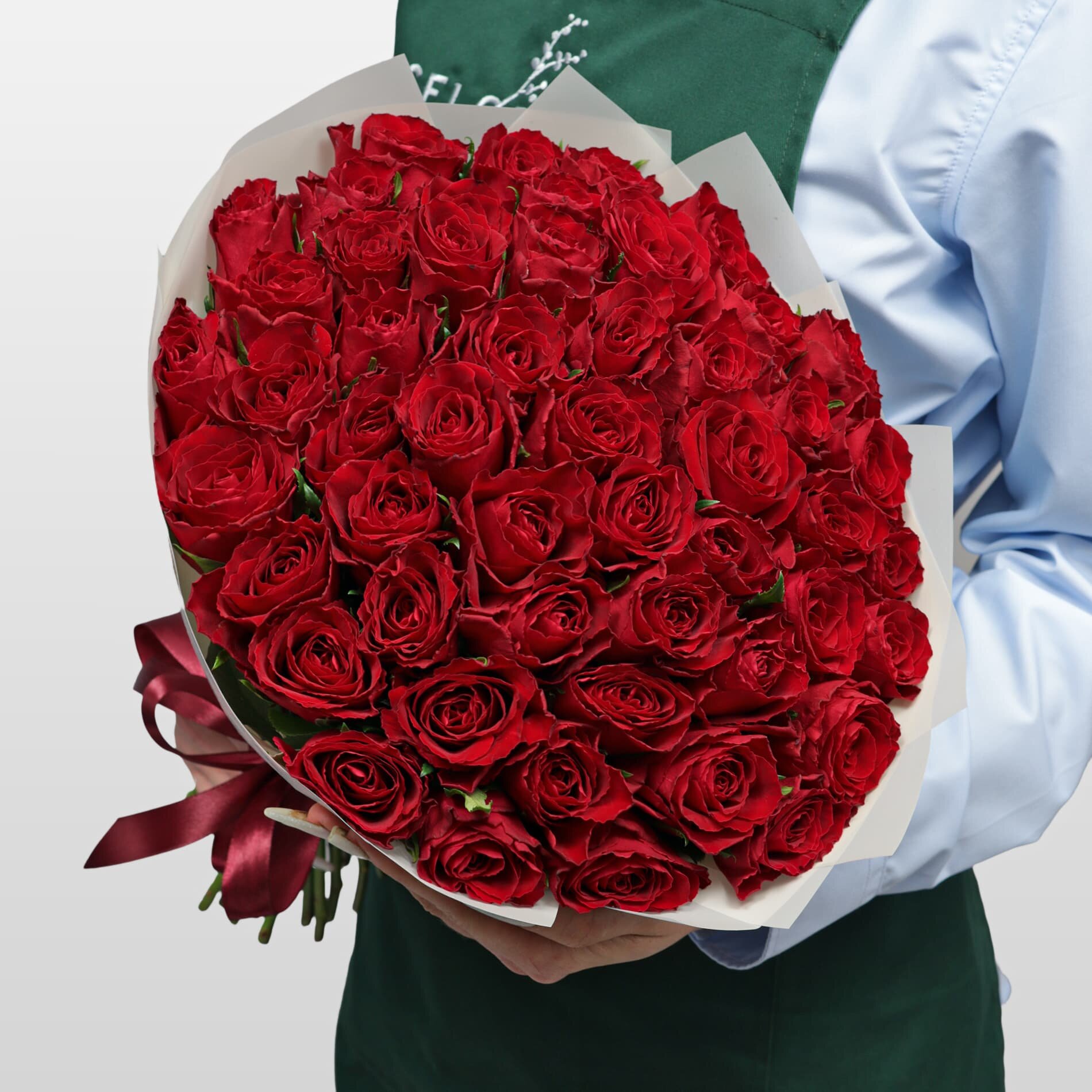 Букет Роз Кения Вспышка Чувств, красная, 51 шт