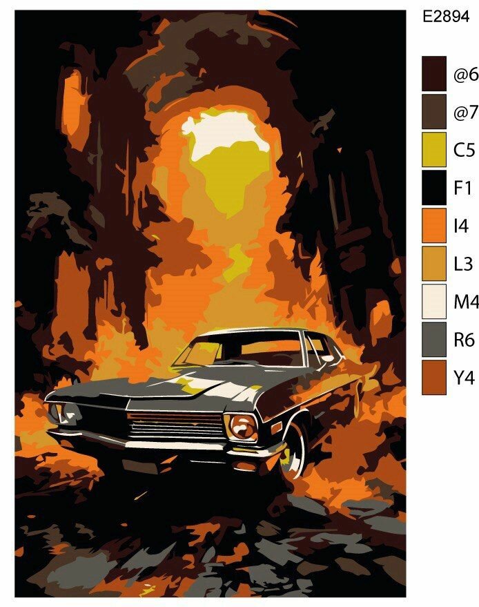 Детская картина по номерам E2894 "Спортивные машины. Форд (Ford mustang)" 20x30