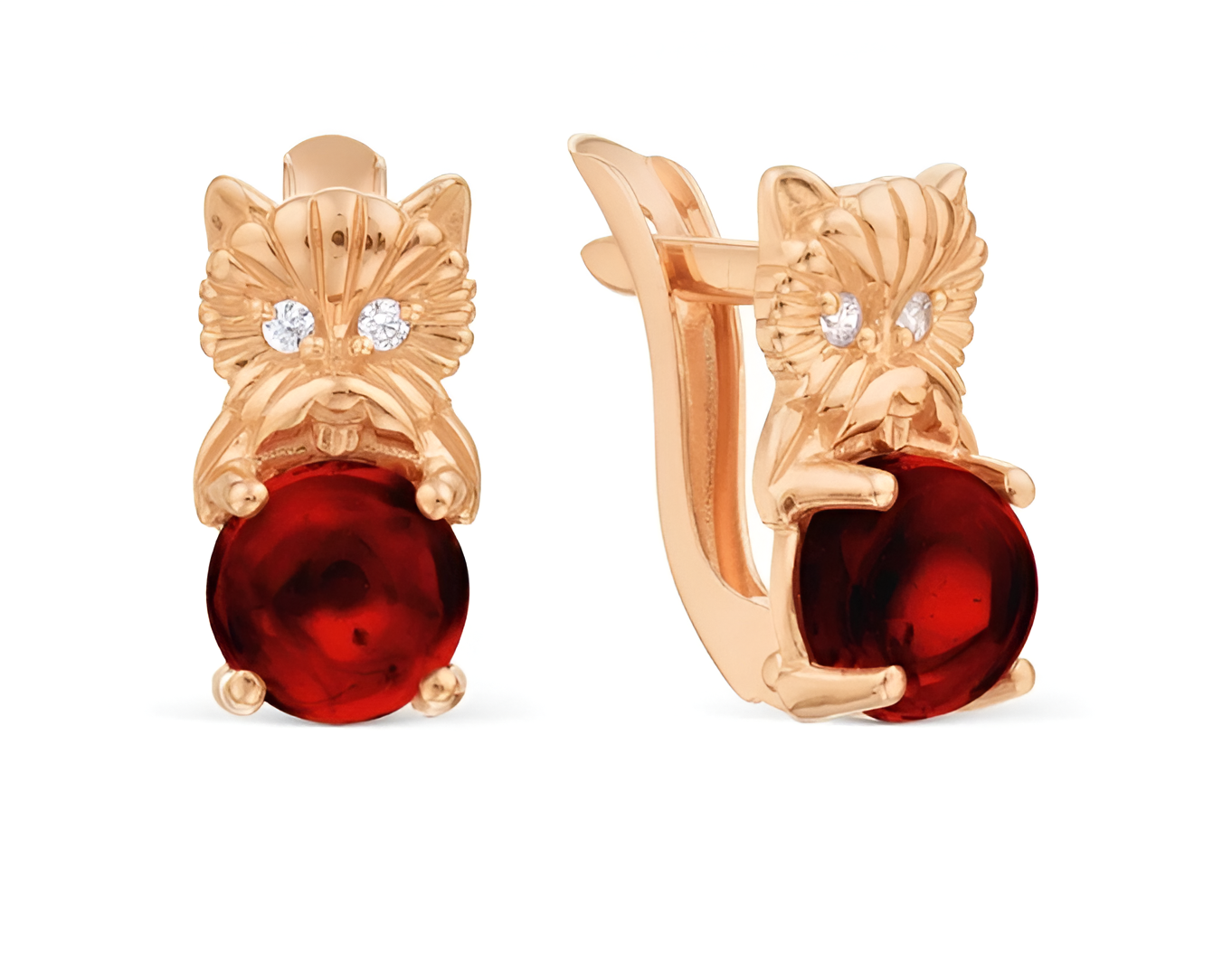 Серьги, красное золото, 585 проба, фианит