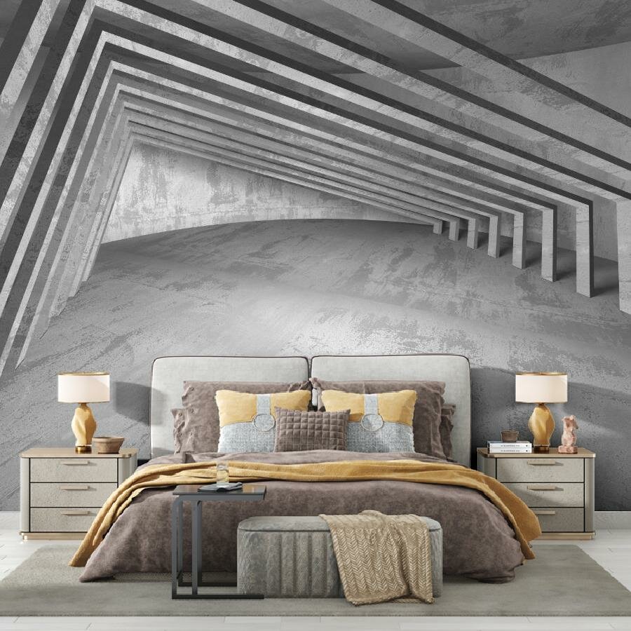 Фотообои Бетонный коридор 3д 10-950-M-Флекс 270 x 300 см (ВхШ) Бесшовные, флизелиновые, влагостойкие обои MasterFresok