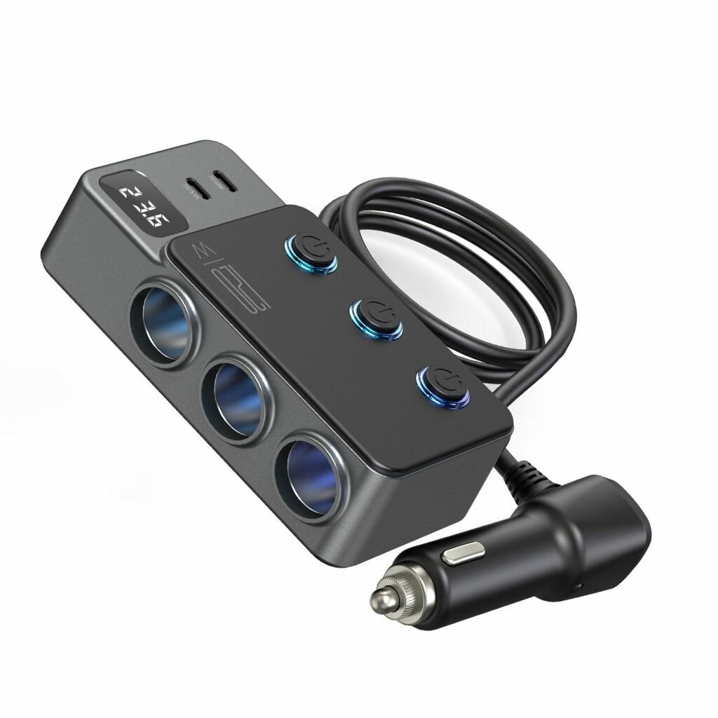 Автоадаптер с USB-C и выключателями