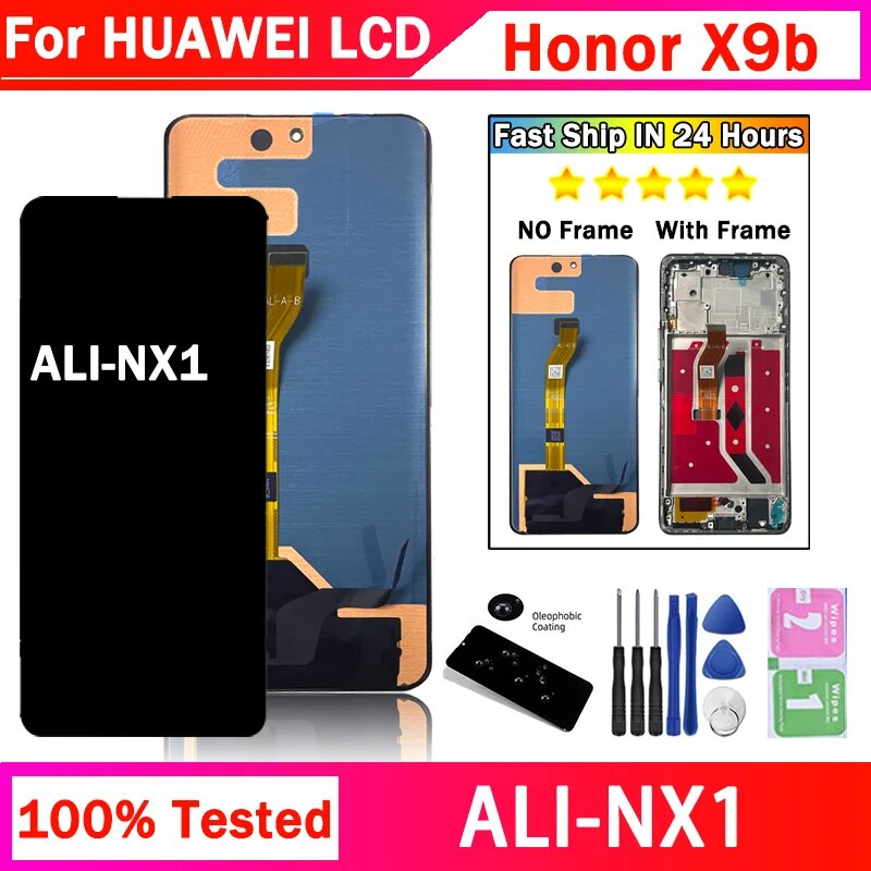 ALI-NX1 высококачественный ЖК-дисплей для Huawei Honor X9b, дисплей с сенсорным экраном и дигитайзером в сборе для Honor X50, рамка дисплея Black With Frame