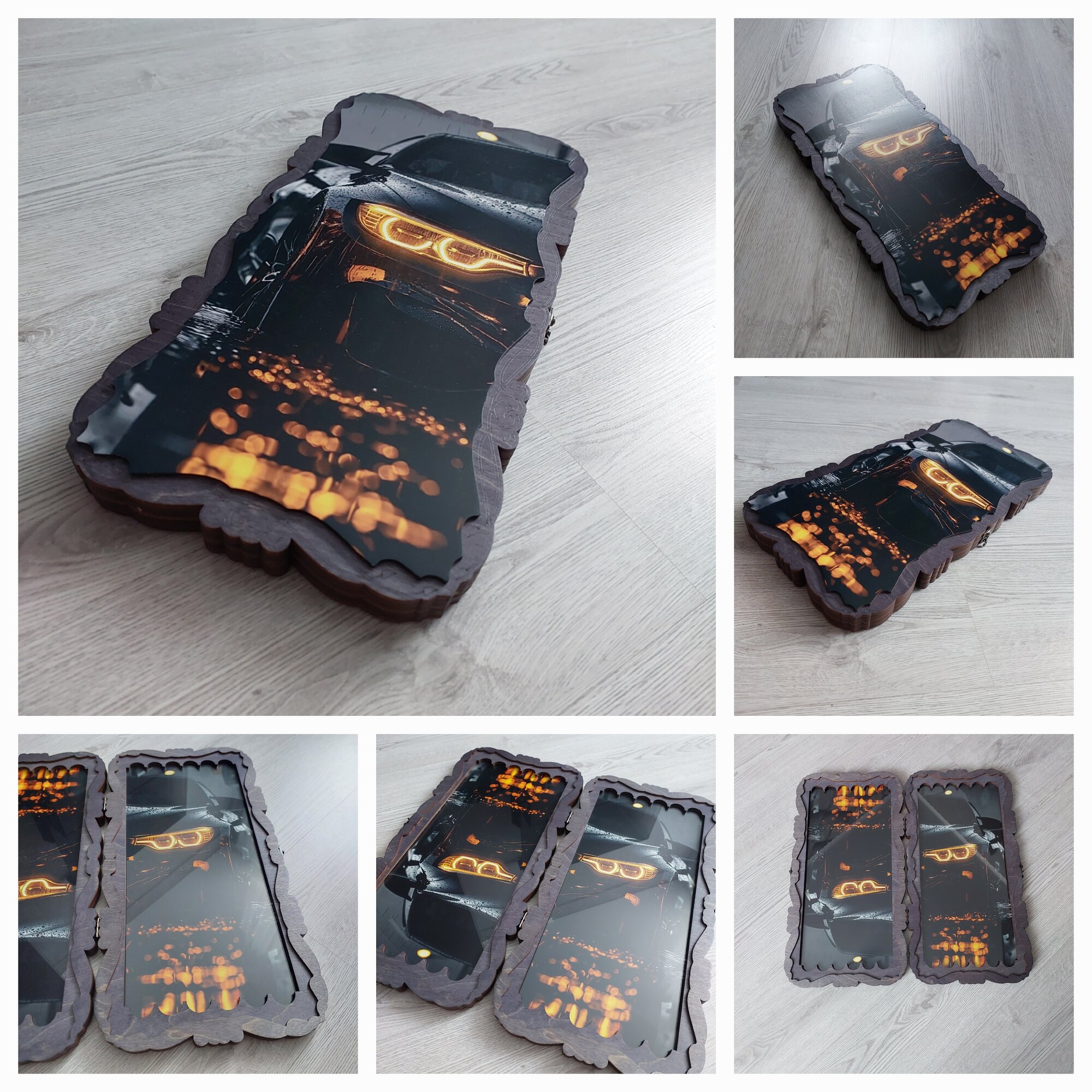 Нарды с лаком, со стеклом на игровом поле "БМВ" от NardZone